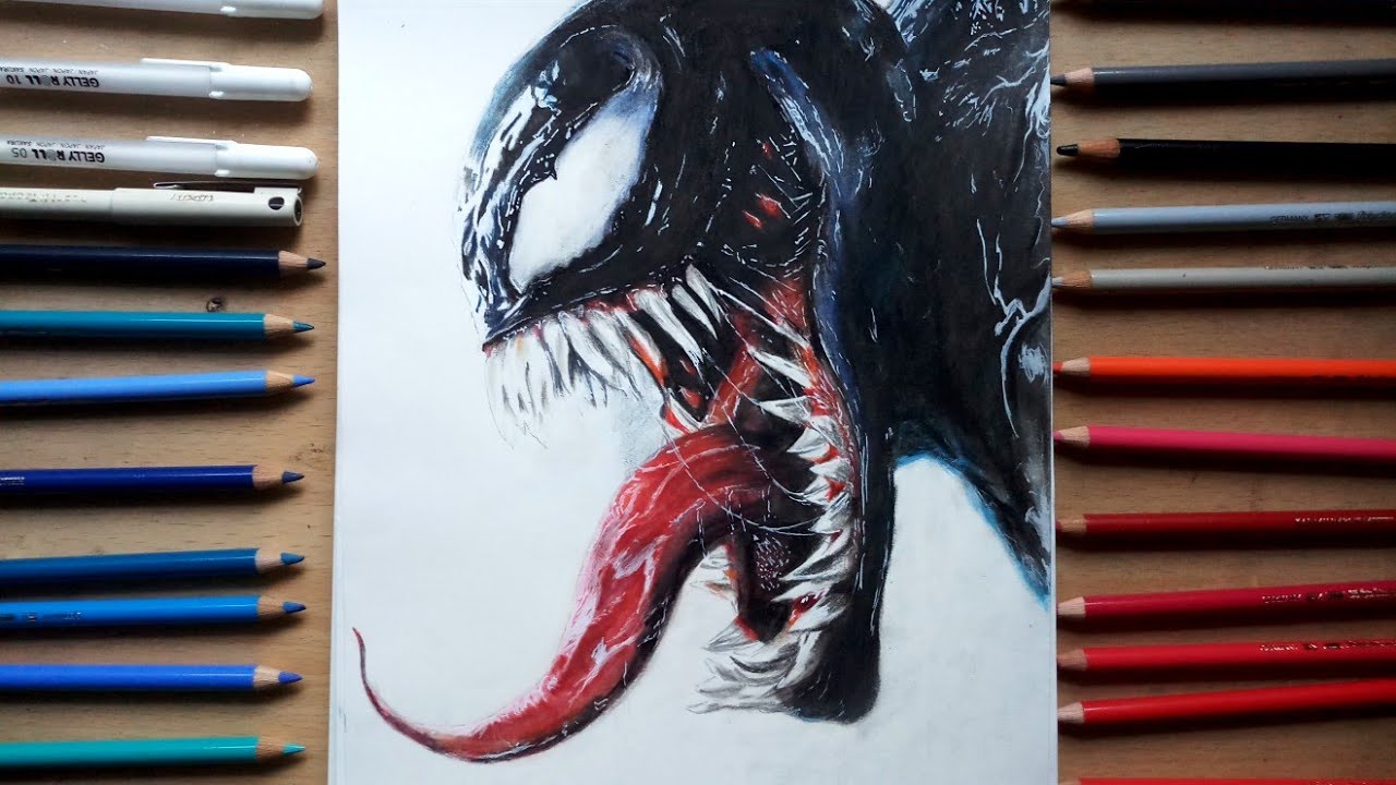 Timelapse Drawing- Drawing Venom |LONE WOLF ART| - YouTube