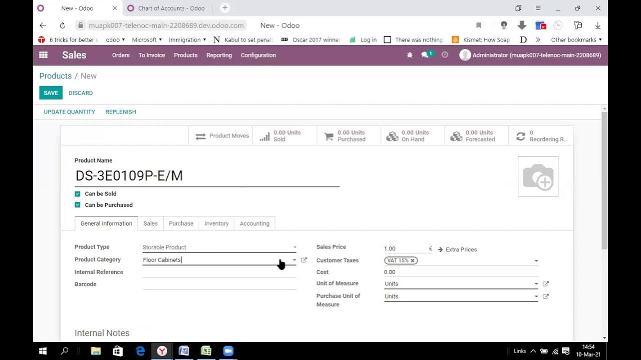 Odoo How to Configure Product Template - YouTube