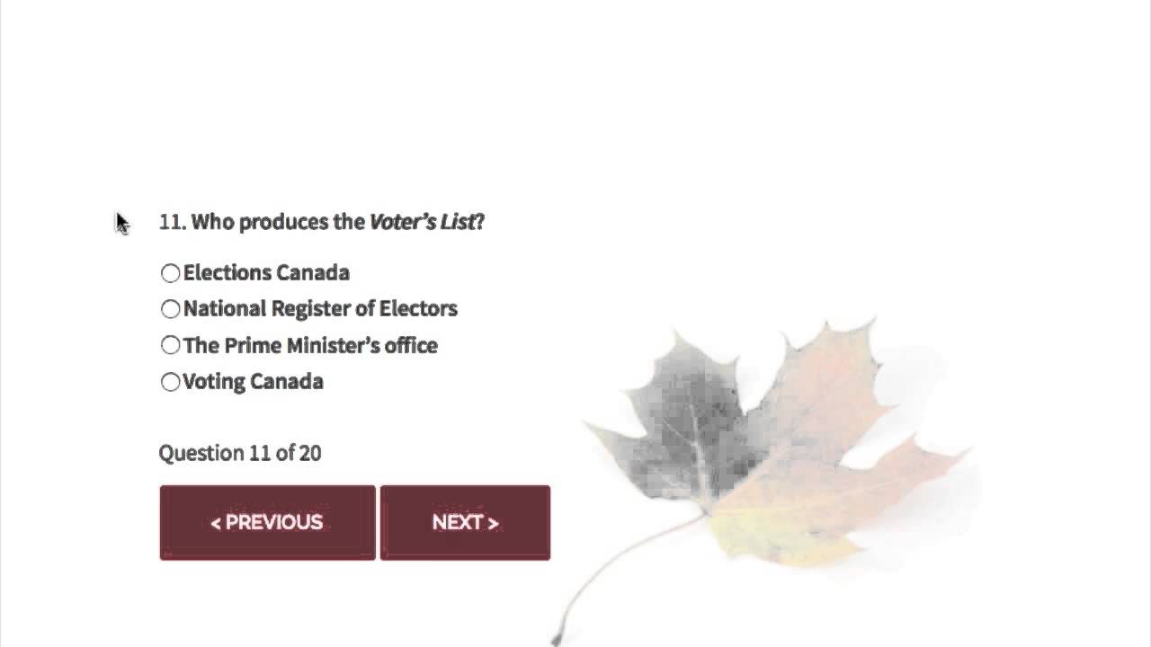 CANADIAN CITIZENSHIP NATURALIZATION PRACTICE TEST VIDEO NO 6 - YouTube