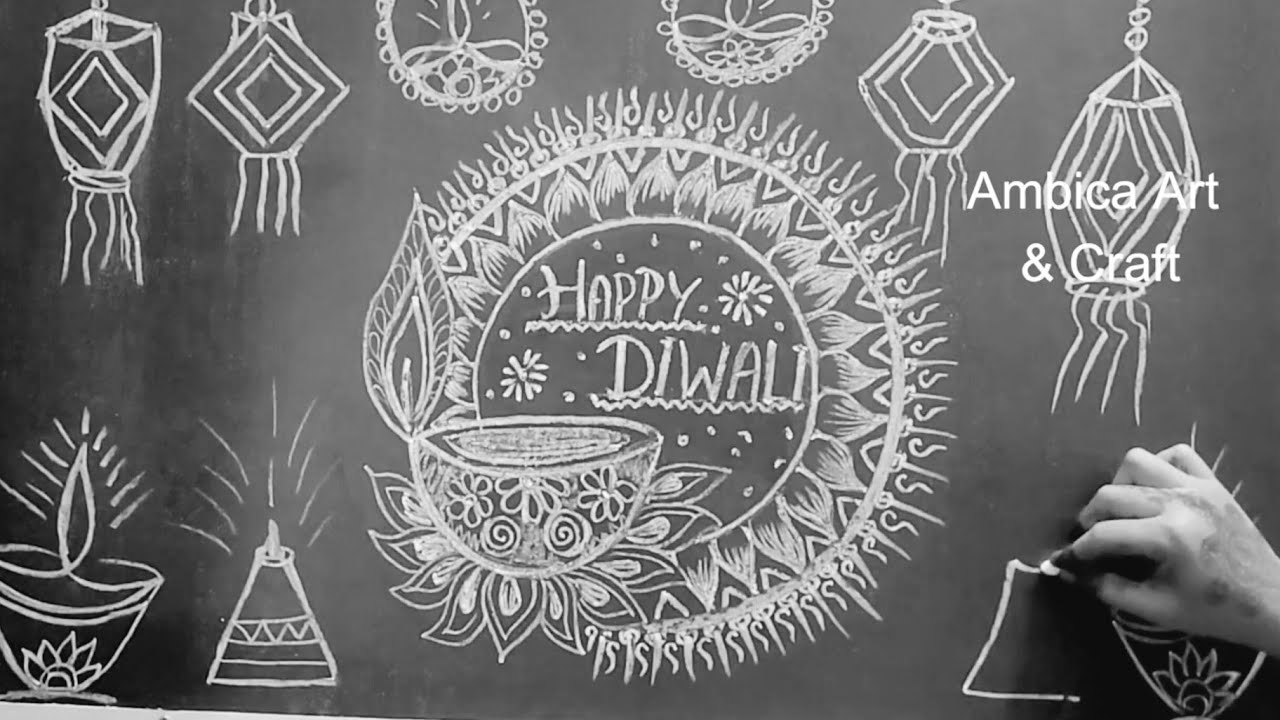blackborad decoration || Blackboard decoration on Diwali || simpl ...