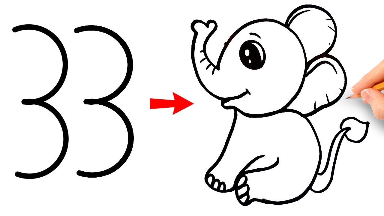 How To Draw An Elephant Jumbo Easy, Elephant Drawing With Numbers 33 ...