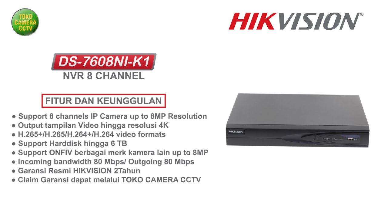 NVR HIKVISION 8 CHANNEL DS-7608NI-K1 NVR 8CH HIKVISION - YouTube