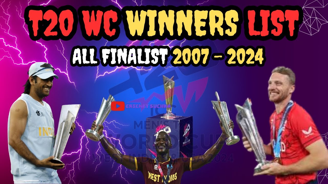 t20 World Cup Winners List 😍😍 | all Finalist t20 WC | #t20worldcup #t20 ...
