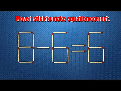 Maths puzzle, Move 1 stick to make equation correc, Fix the equation ...
