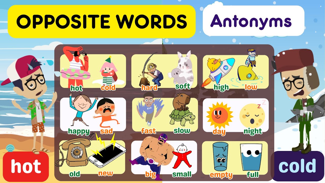 Kids vocabulary 038 - Antonyms | Opposite Words in English | Learn ...