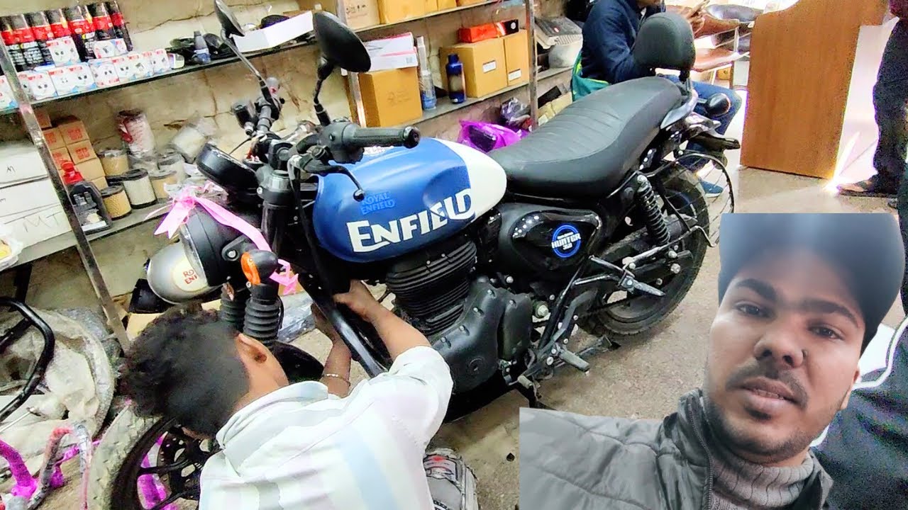 Modified Royal Enfield HUNTER 350😍| Rebel Blue - YouTube