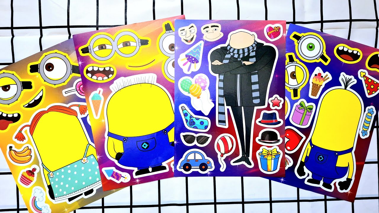 Despicable Me 4 Movie DIY Silly Face Stickers with Minions and Gru ...