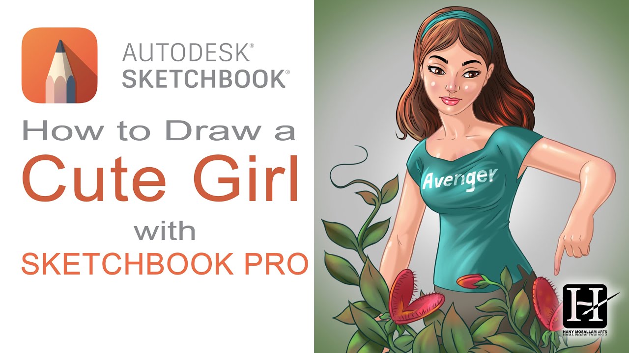 Cute Girl Drawing - Sketchbook pro - by Drawing Art - YouTube