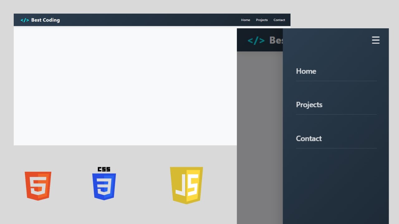 Responsive Navbar Tutorial | HTML, CSS & JavaScript | Mobile Friendly ...