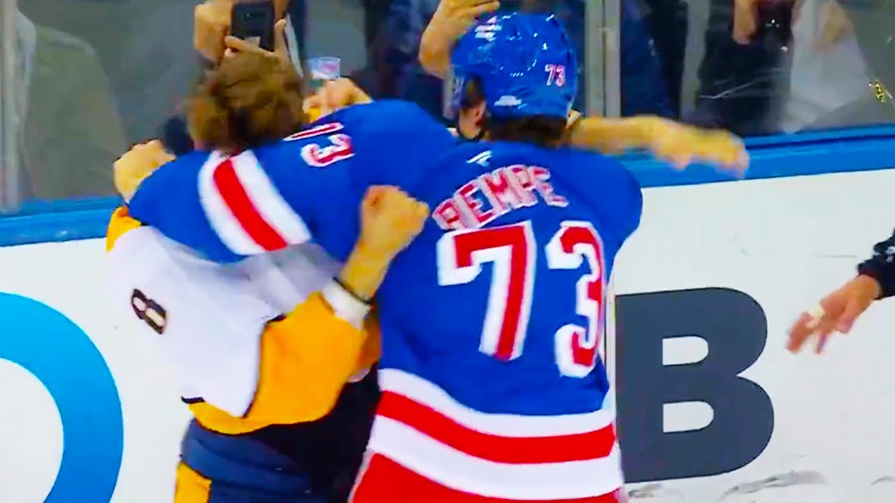 Matt Rempe Andreas Englund Fight | New York Rangers vs Nashville ...