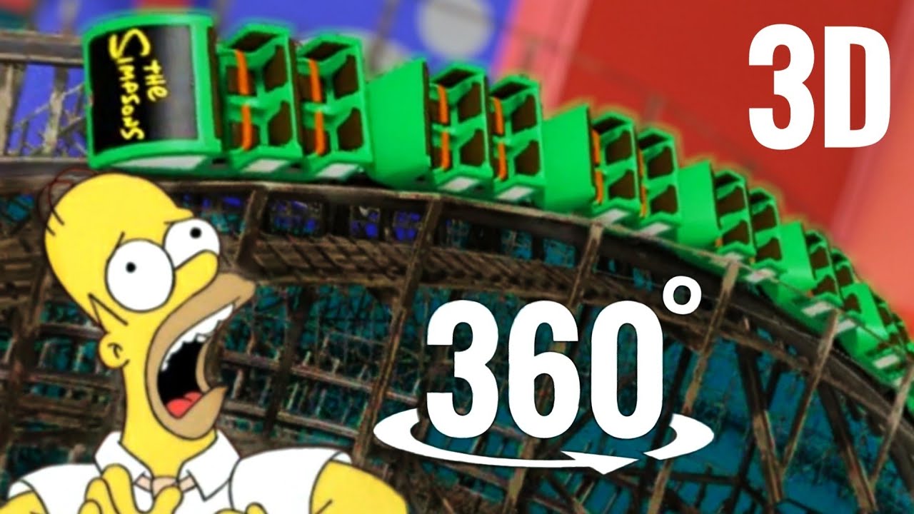🟡 THE SIMPSONS 3D 360° video VR Box Roller Coaster Virtual Reality ...