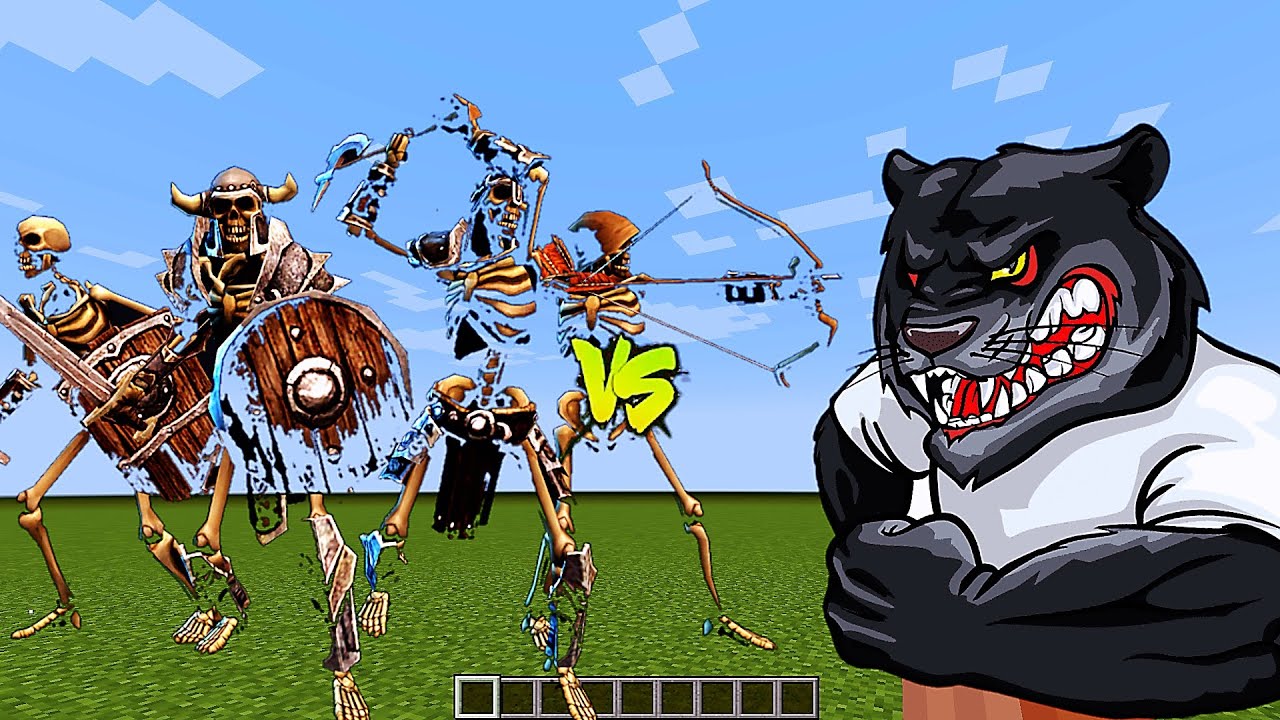EPIC FIGHT: BUFF PANTHER VS SKELETON ARMY! - YouTube