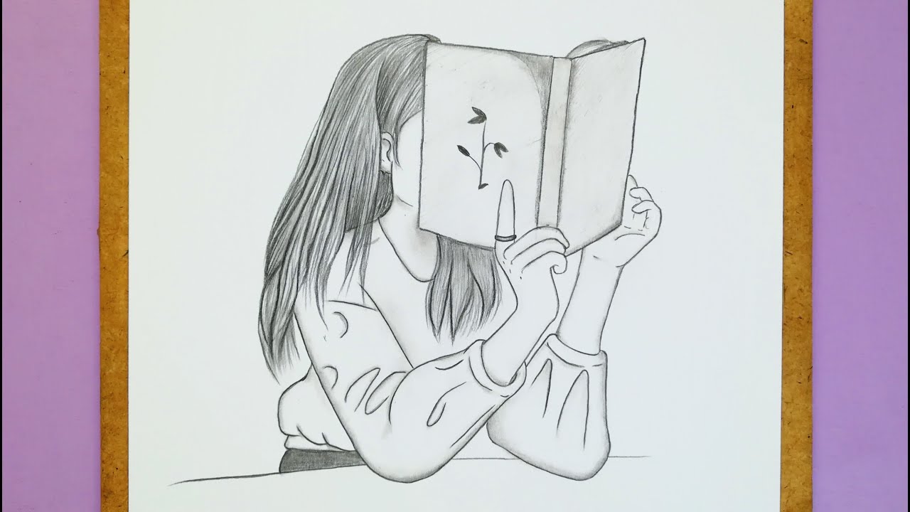A Girl is studying :Step by Step Pencil sketch for beginners ||How to ...