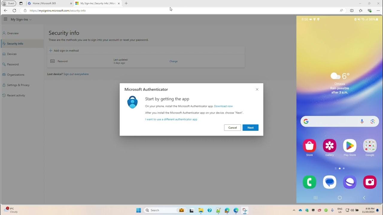 Setup Multi Factor Authentication (MFA) for Microsoft 365 with a Google Android iPhone - YouTube