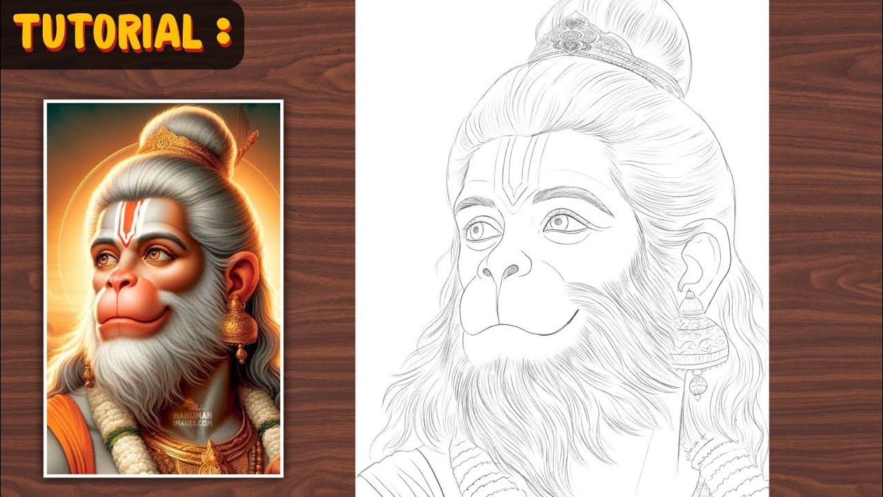 Easy Hanuman Drawing Tutorial || How to Draw Hanuman || Lord Hanuman ...