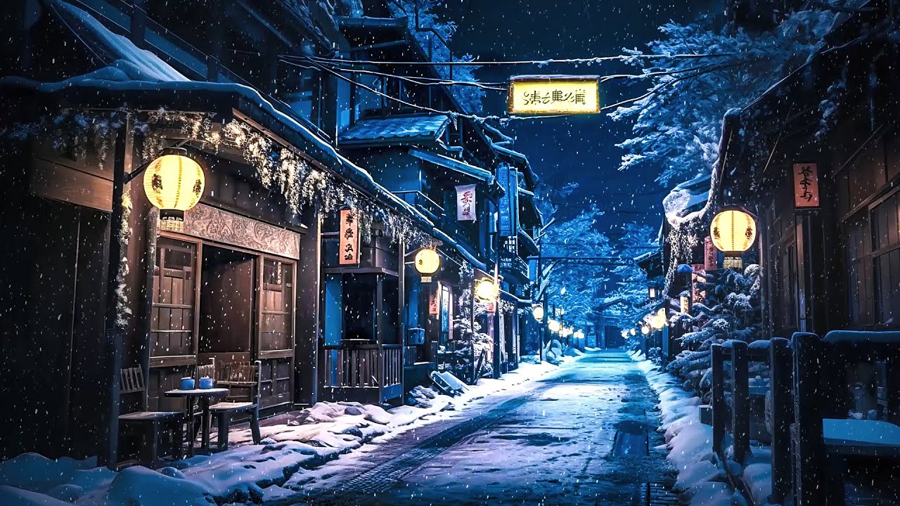 Cold Japanese Street, Relaxed Sounds the Blizzard and the City | Relax ...