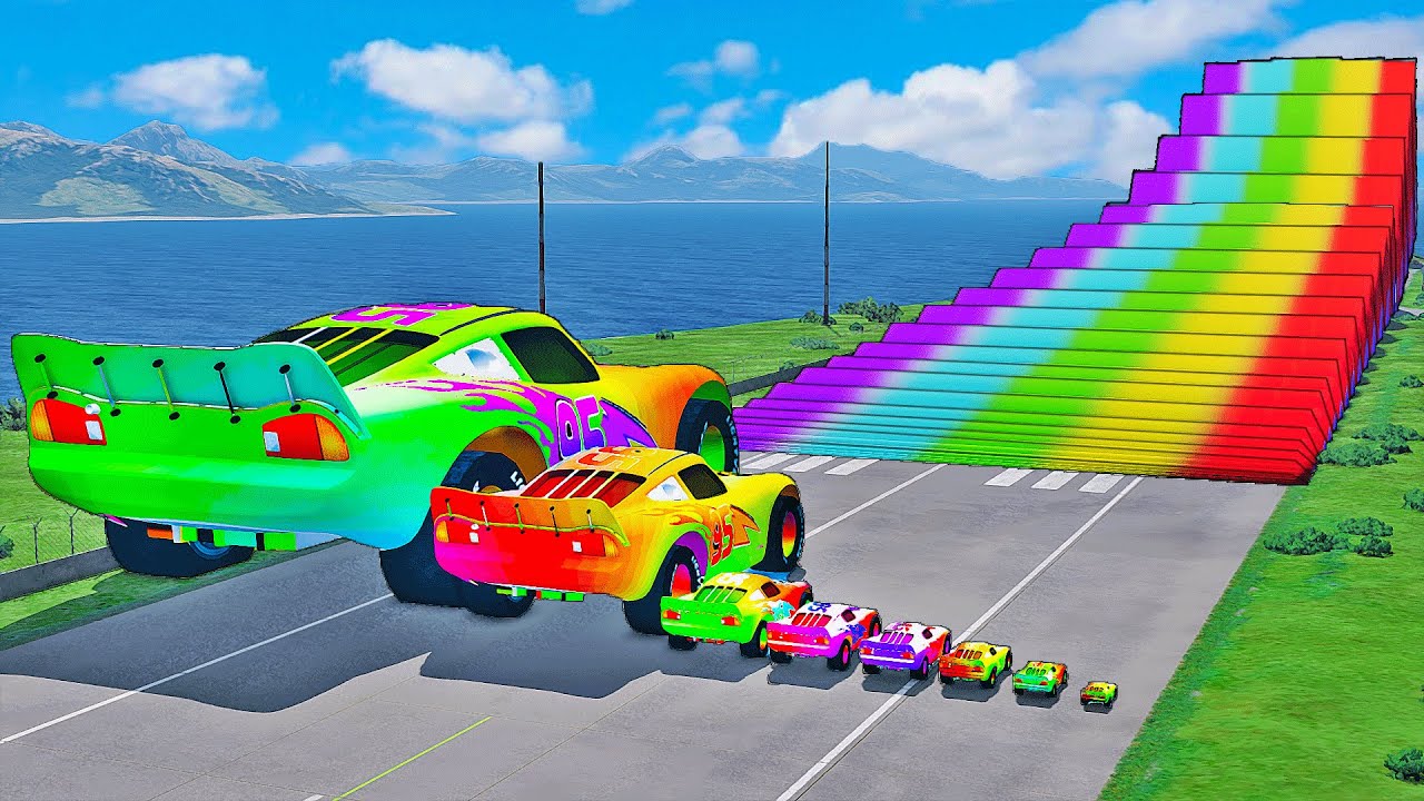 From HUGE to TINY RAINBOW LIGHTNING MCQUEEN vs BIG & SMALL RAINBOW ...