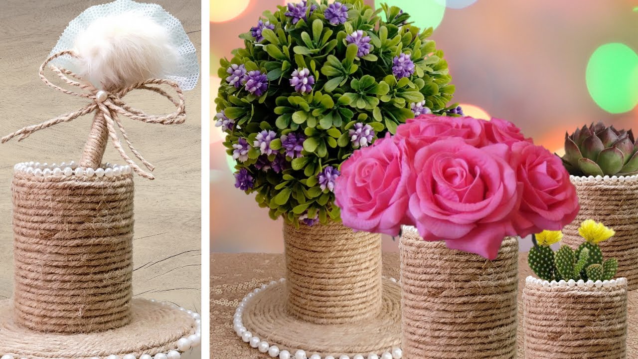 DIY Pen Holder with Jute | Jute Vase | Jute Crafts - YouTube