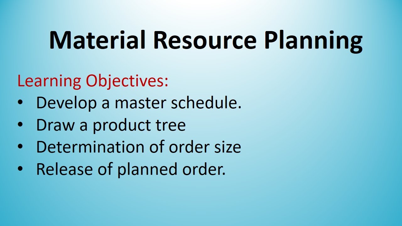 Material Resource Planning - YouTube