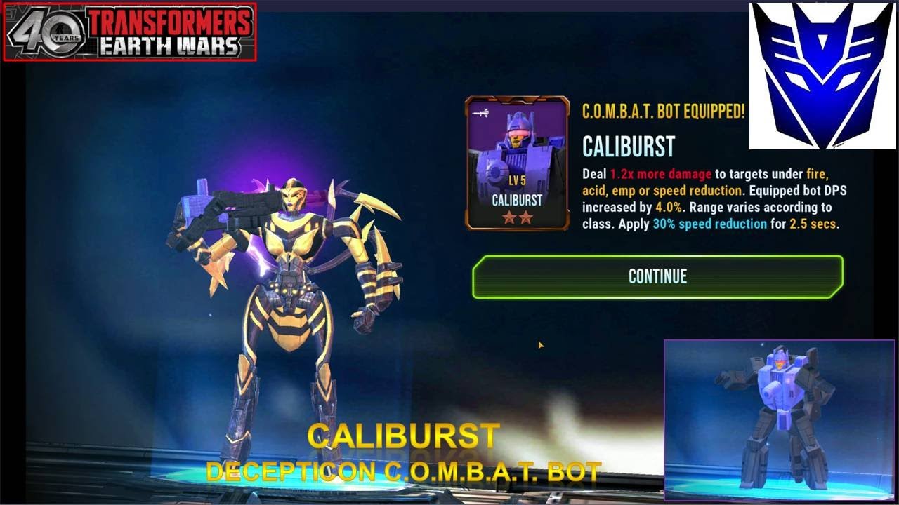 Transformers Earth Wars - Unlock Decepticon C.O.M.B.A.T Bot CALIBURST ...