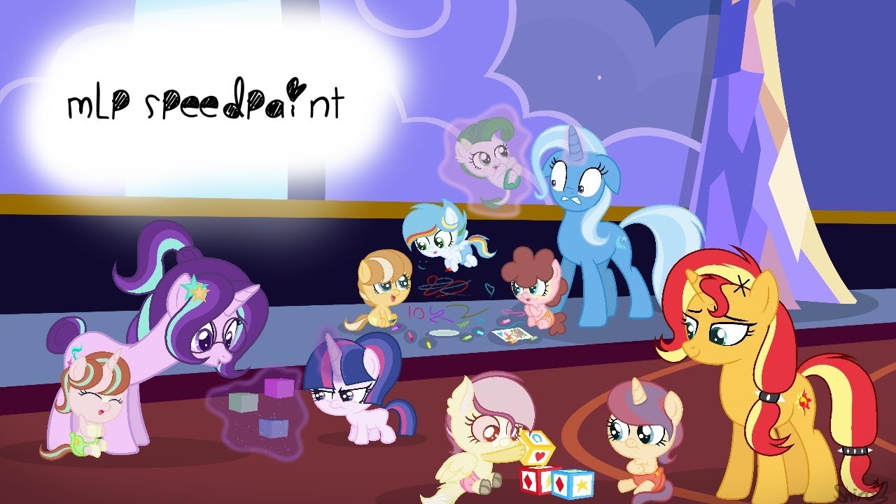 MLP Speedpaint Base Edit [Next Gen] Babysitting Trio - YouTube