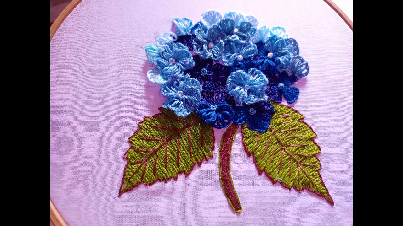 Hydrangea flowers embroidery for cushions/Hand embroidery- Leisha's ...