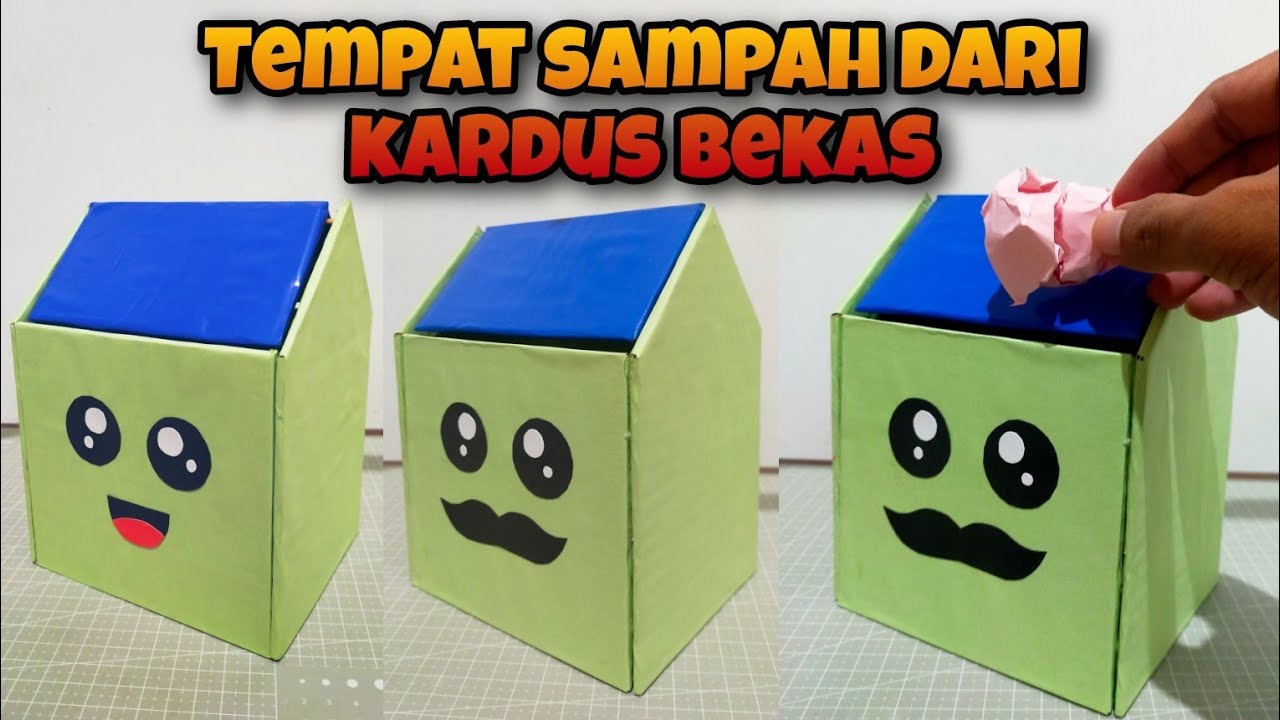 Cara Membuat Kotak Sampah Mini Dari Kardus Bekas | Ide Kreatif Kardus ...