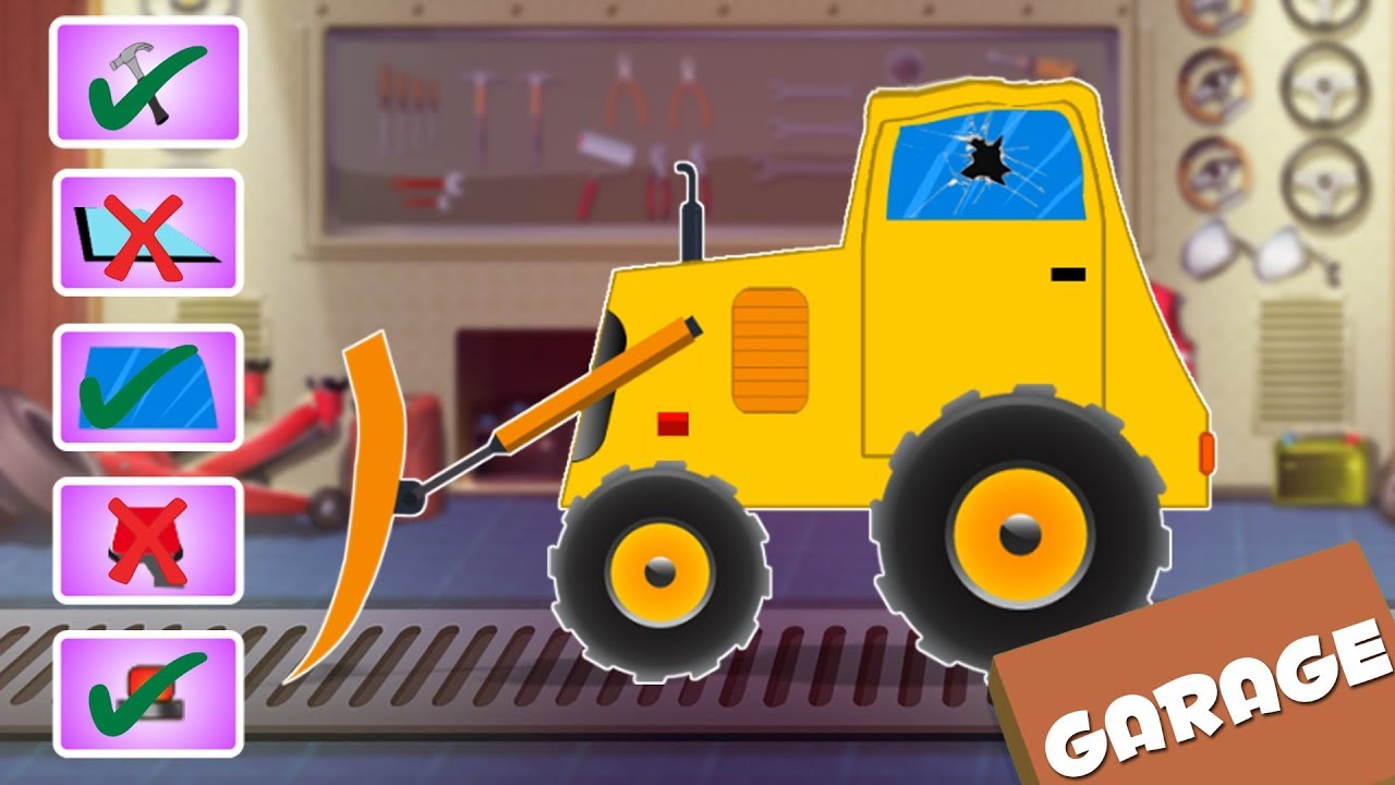 Garage for Bulldozer Video For Kids and babies - YouTube