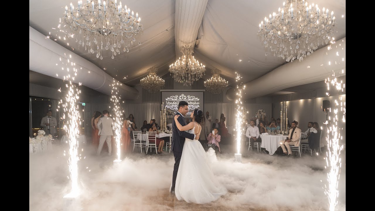 Wedding Bridal Waltz (first dance) with our Indoor Fireworks & Dance On Cloud FX at Victoria ...