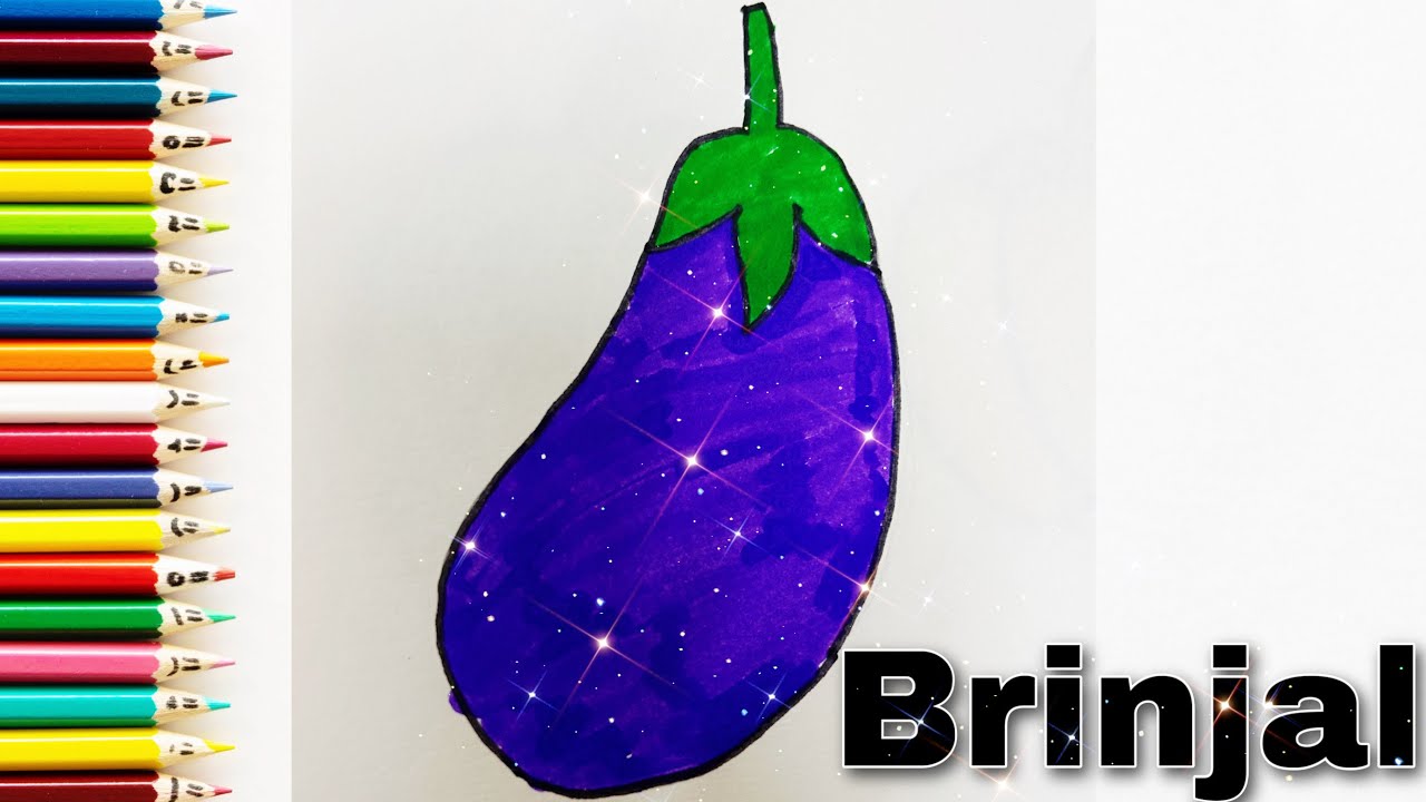 Brinjal || How To Draw Brinjal || Easy Step by Step Brinjal Drawing For ...