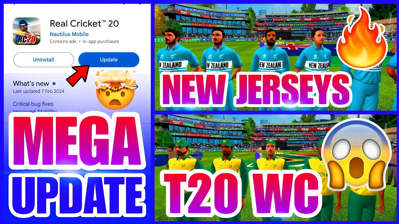 T20 World Cup🔥‼️Real Cricket 20 Mega Update 🤯 | New Jerseys & Squads ...