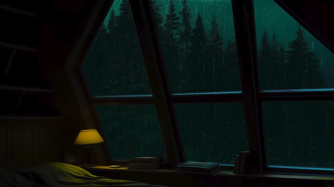 Calming Rain on Window with Forest Scenery | ASMR Sleep Aid for ...