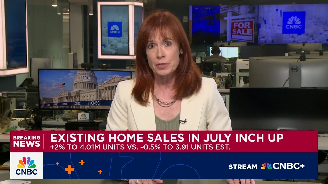 Existing home sales in July inch up - YouTube