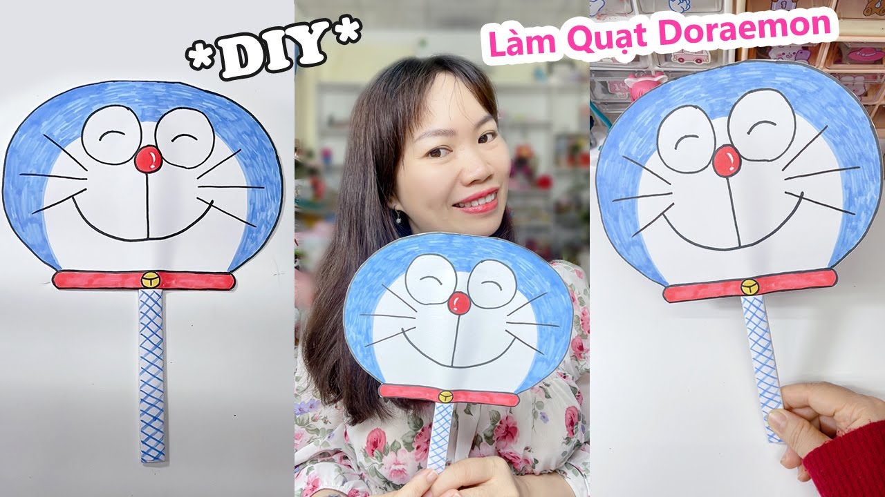Cách làm quạt giấy hình Doraemon/ DIY paper Fan/ Liam Channel - YouTube