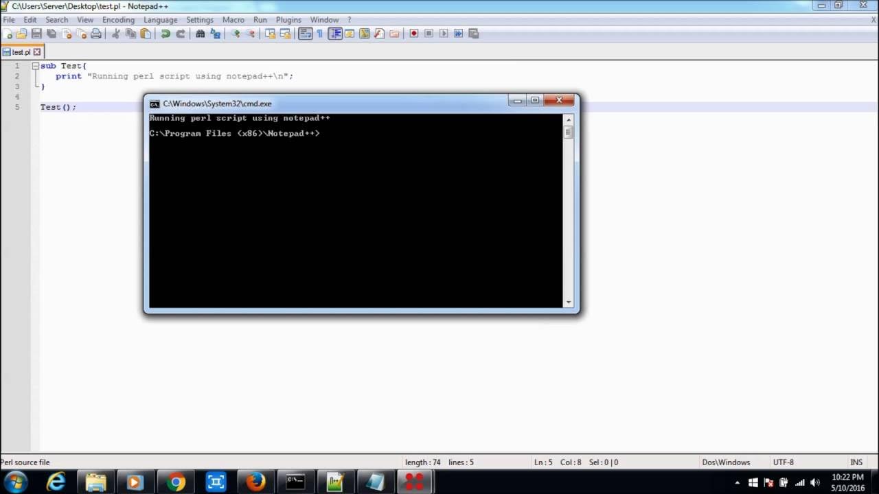 Running perl script using notepad++ - YouTube