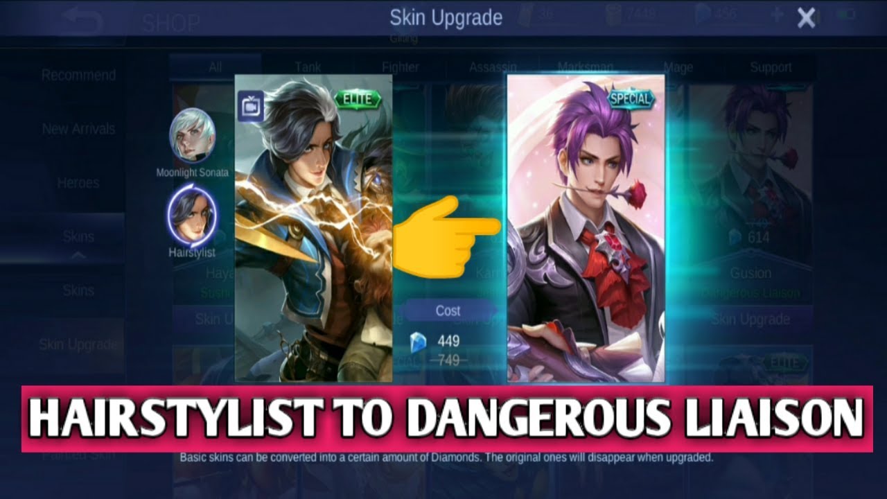 SKIN UPGRADE-HAIR STYLIST TO DANGEROUS LIAISON (GUSION SKIN) - YouTube