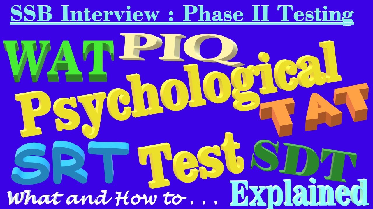 SSB Interview_Psychological Test ||SSB Interview, WAT, TAT, SRT, SDT ...