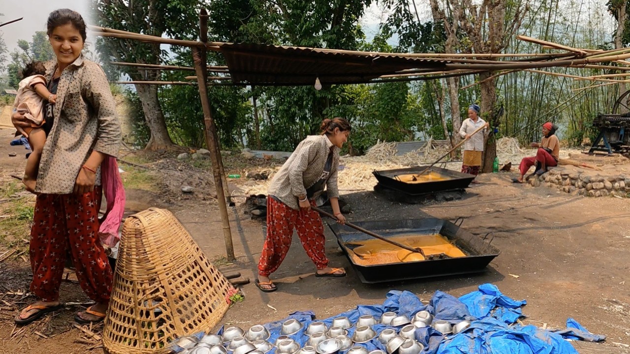 Traditional Jaggery Making Explored in Village | Life in Nepal ...