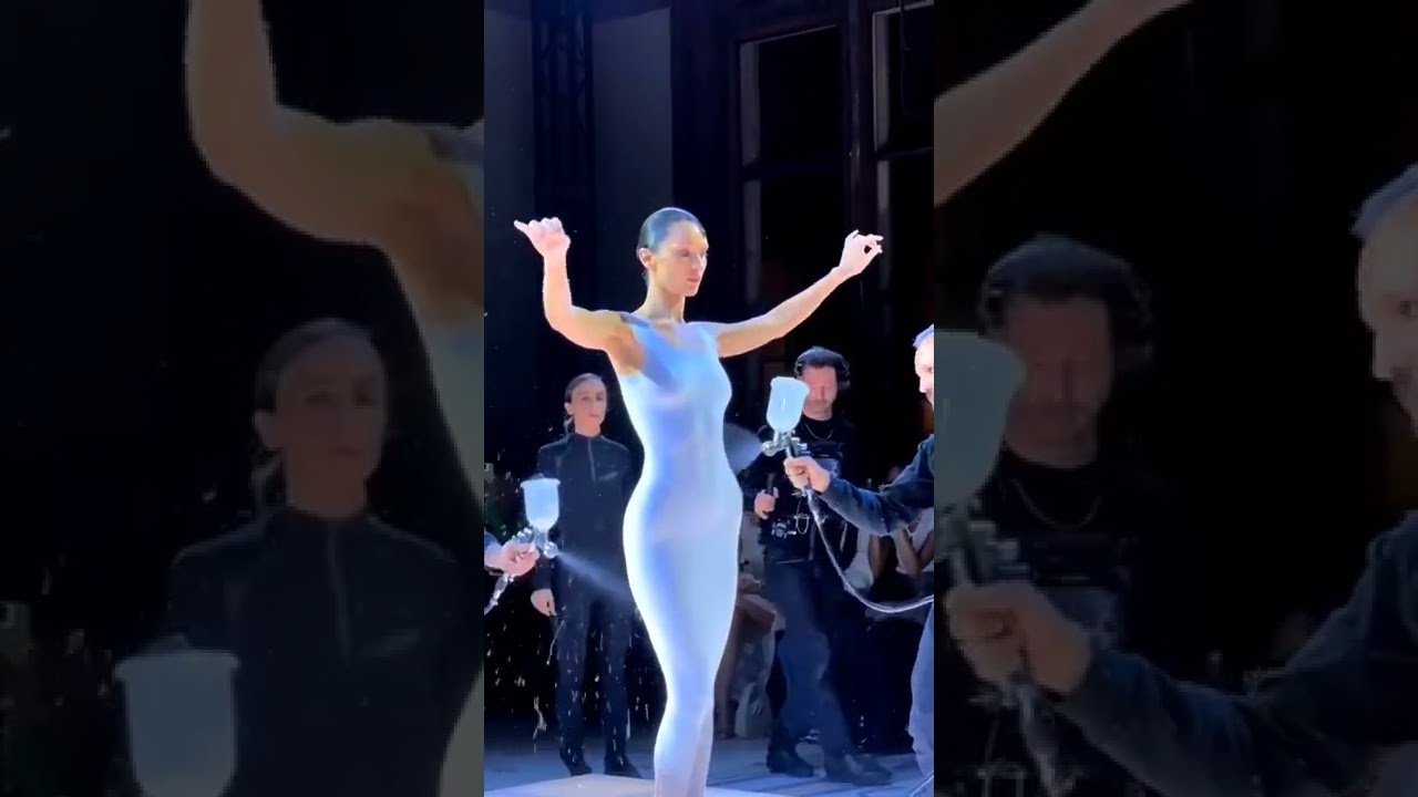 Bella Hadid In Coperni SS23 Spray Dress Paris fashion week #shorts ...