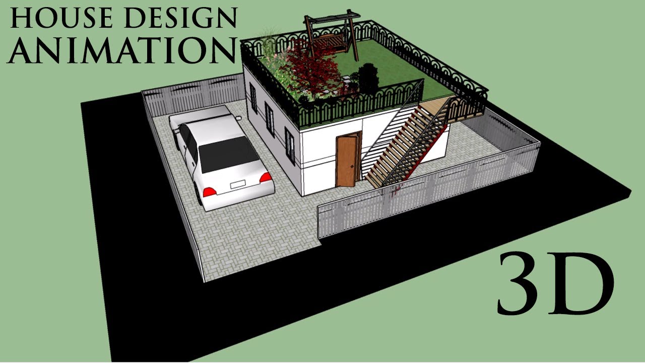 3D ANIMATION | HOUSE PLAN DESIGN MODEL WITH TERRACE & GARDEN | 3BHK ...