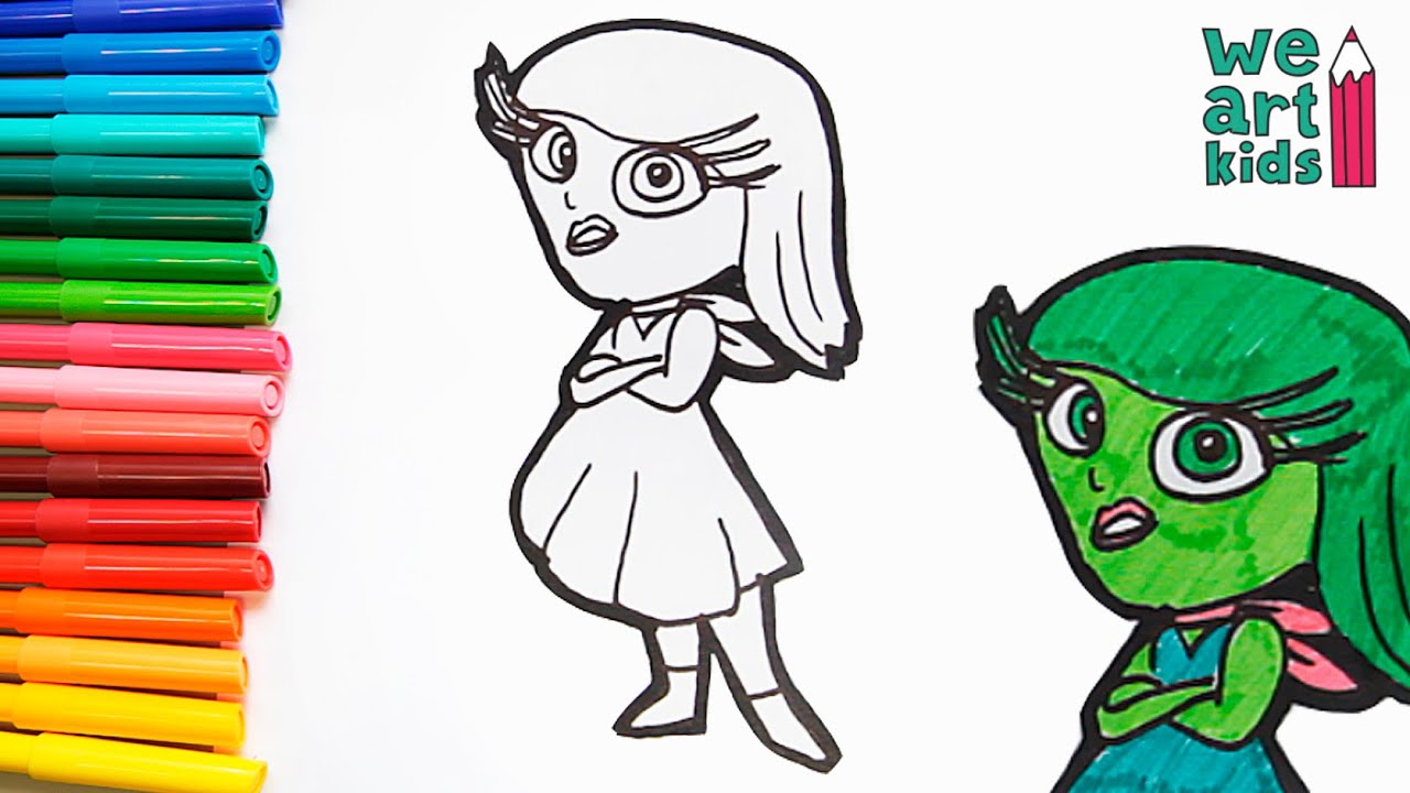 How to draw DISGUST INSIDE OUT cartoon DISNEY - PIXAR. Easy Drawing ...