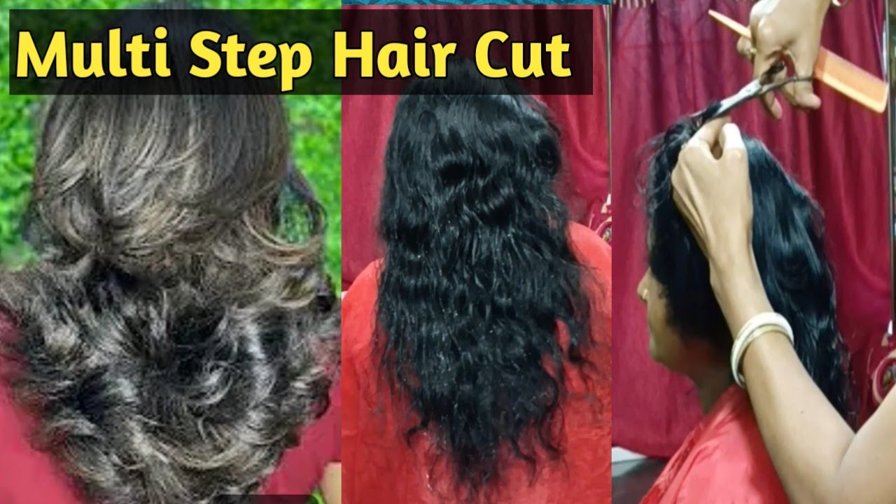 Multi Step Hair Cut !! Step With Layer Mix Hair Cut !! খুব সহজে স্টেপ ...