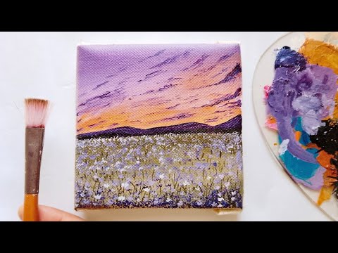 Very easy flower field painting/acrylic painting for beginners tutorial ...