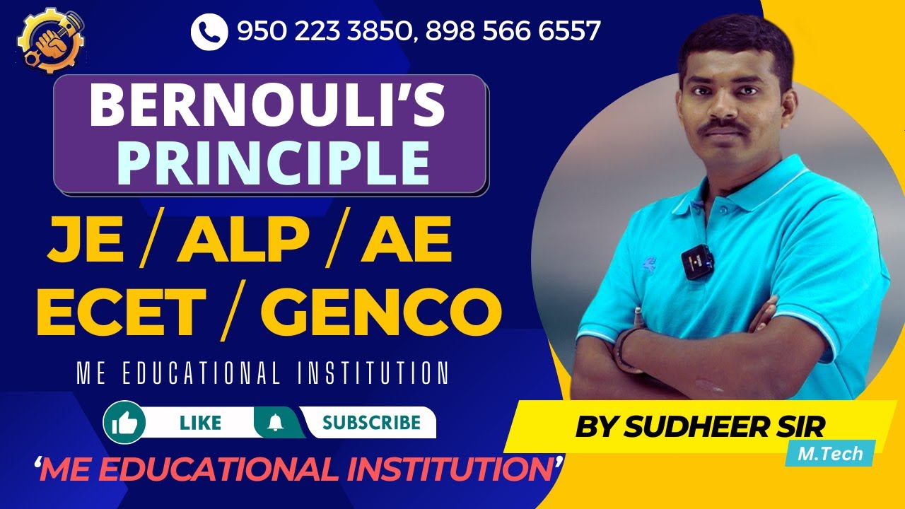 Bernouli's Principle || RRB JE Mechanical | Engineering Assistant ALP ...
