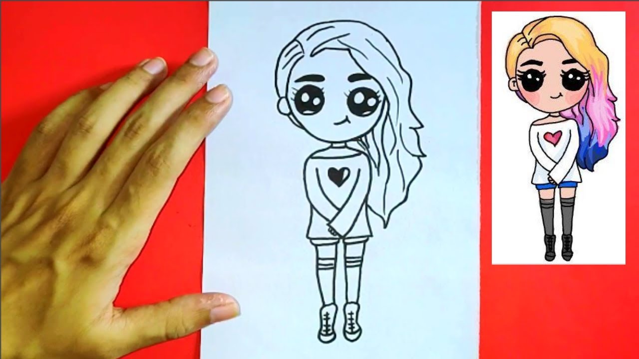 How to Draw Cute Girl Step by Step Easy #3 || Easy Drawings - YouTube