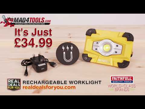 Faithfull LED Rechargeable Magnetic Flood Work Light 240v - YouTube