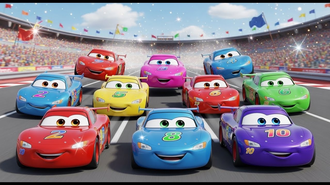 Counting Cars Racing on the Track 🚗🏁 | Learn Numbers 1 to 10 | Fun ...