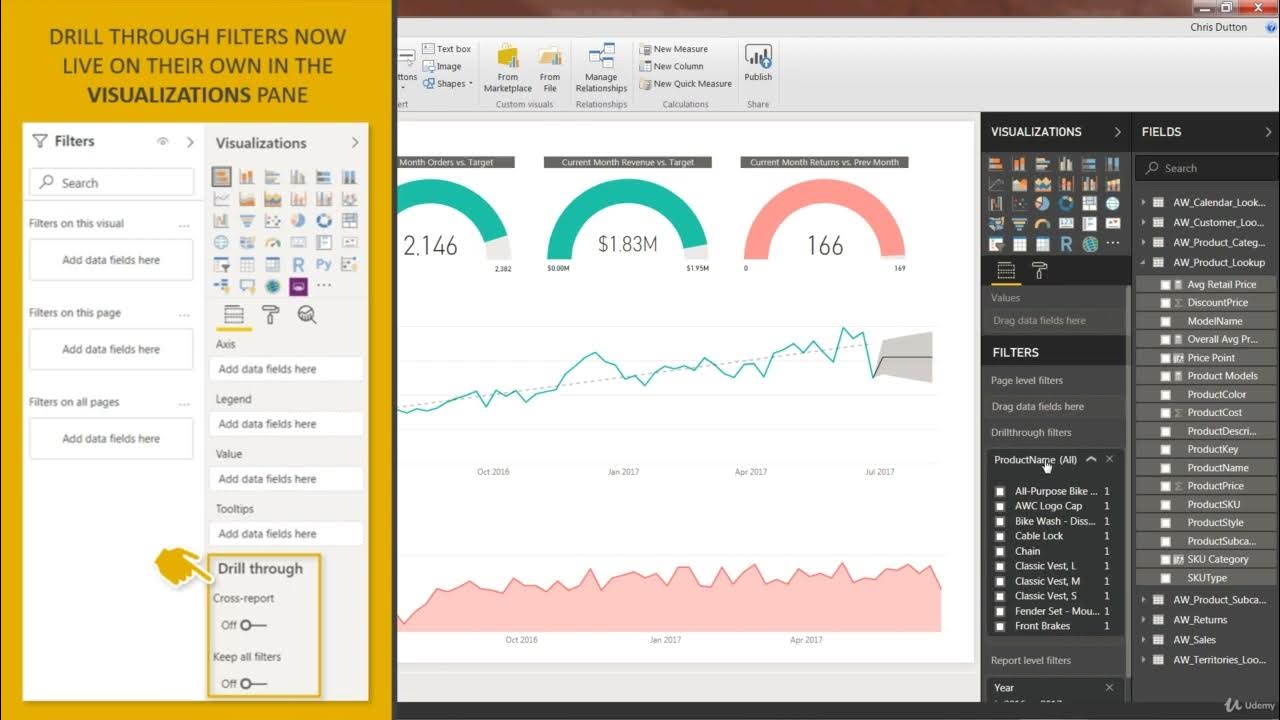 Power BI Demo Adding Drillthrough Filters | Microsoft Power BI Desktop ...