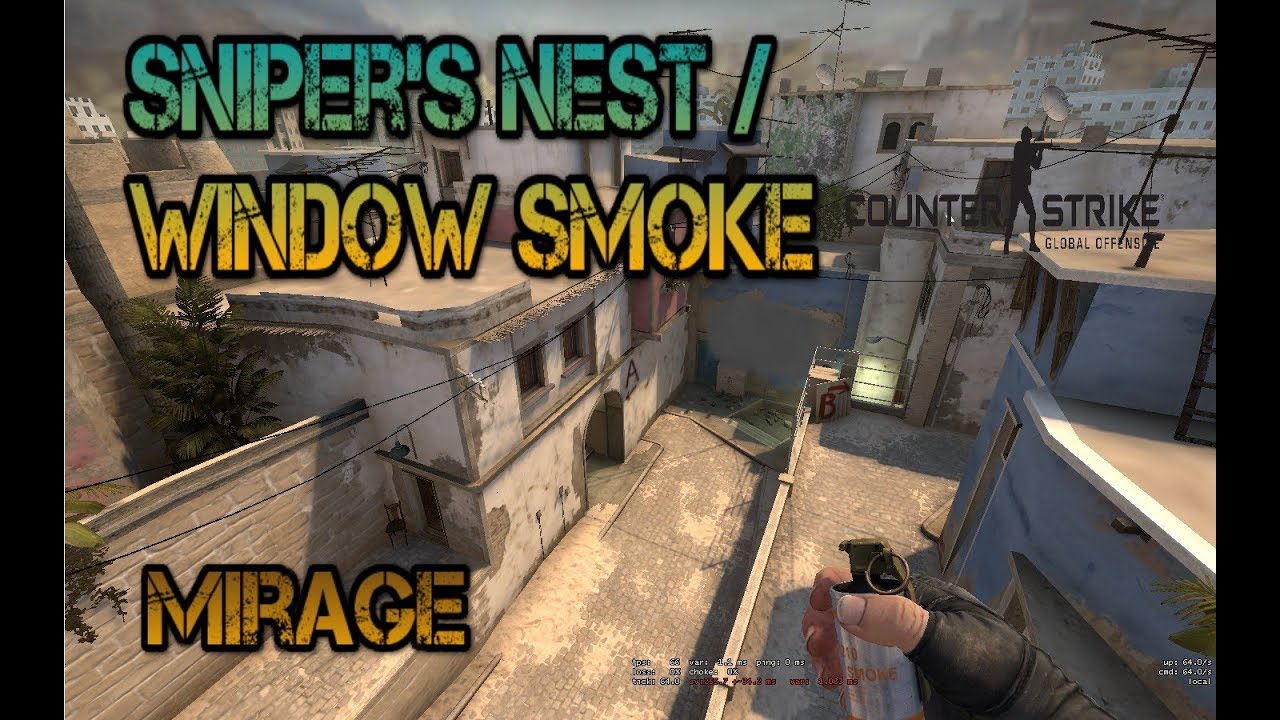 Mirage Sniper's Nest/Window Smoke - 64 tick nade Series - YouTube