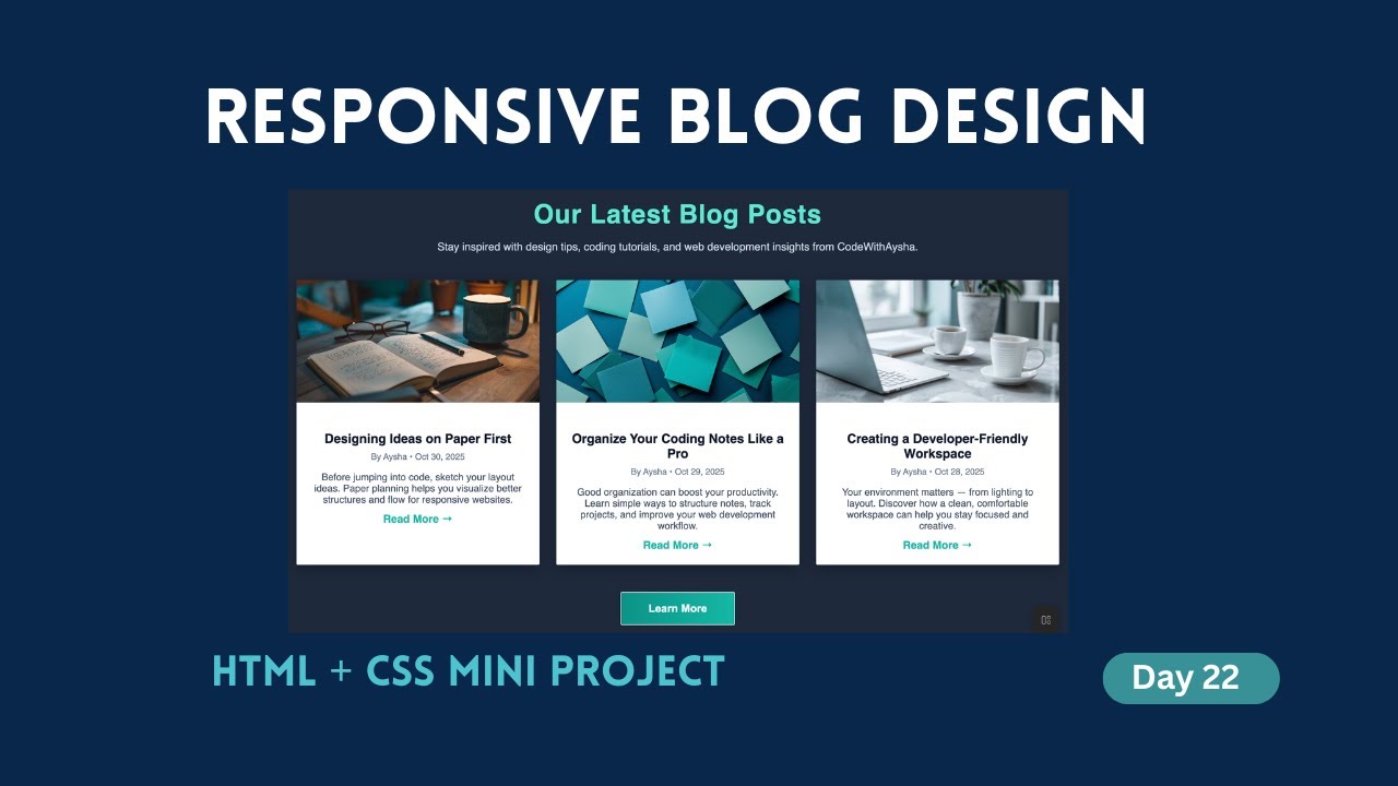 Create a Responsive Blog Post Section Using HTML & CSS | Blog Card ...